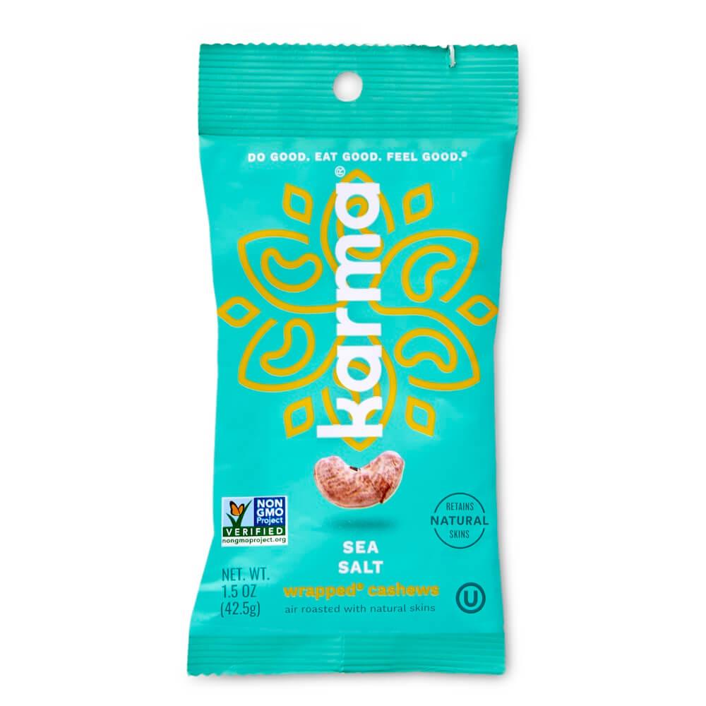 Karma Nuts Sea Salt Wrapped® Cashews, air roasted, salted, higher fiber ...
