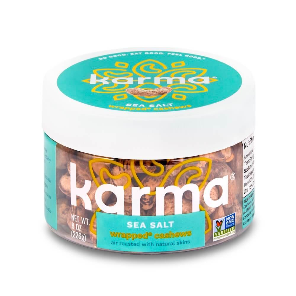 Karma Nuts Sea Salt Wrapped® Cashews, air roasted, salted, higher fiber ...